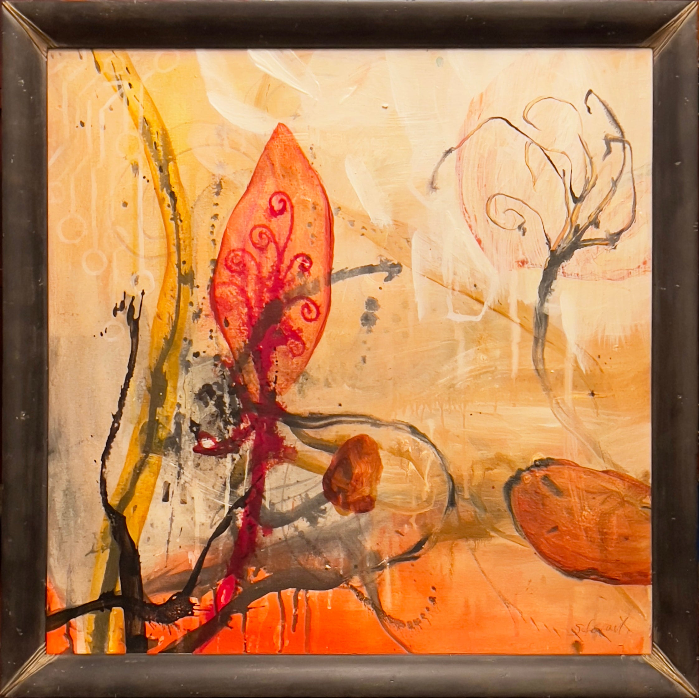 Allison Stewart Abstract Oil Painting RED RIVER RUN | Worthington Galleries