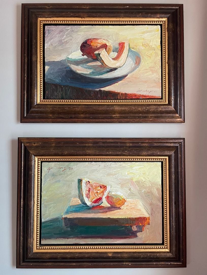 Companion Pair of Jian Wang Still Life Paintings | Worthington Galleries