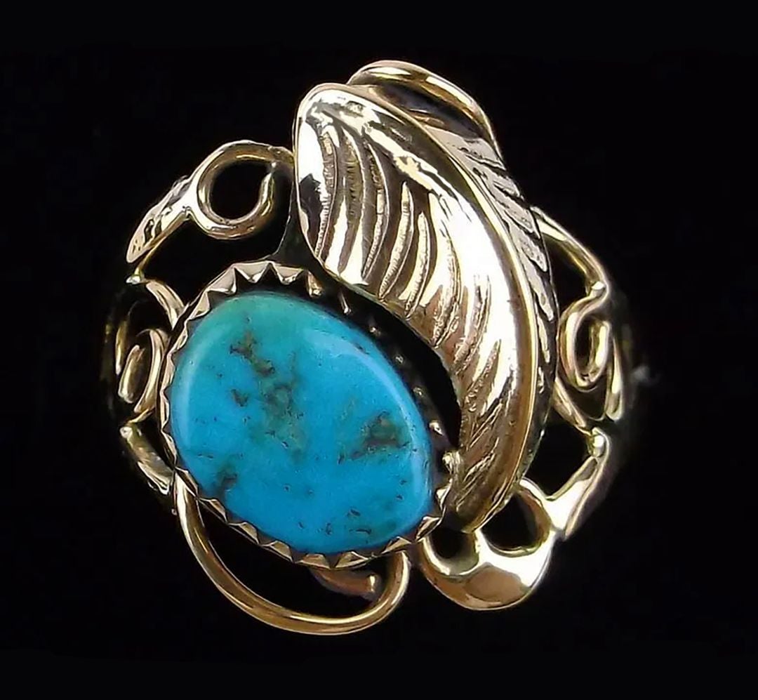 Vintage Navajo Gold & Turquoise Ring | Worthington Galleries
