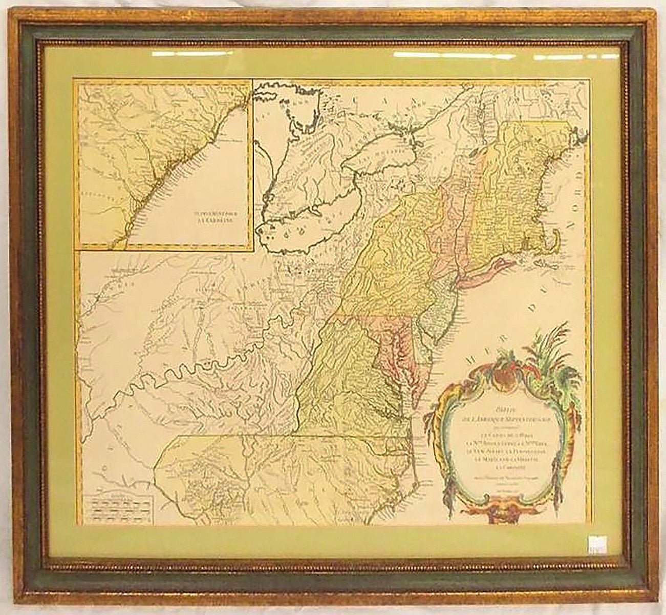 18th Century Hand Colored Map of English Colonies in America (1755 ...