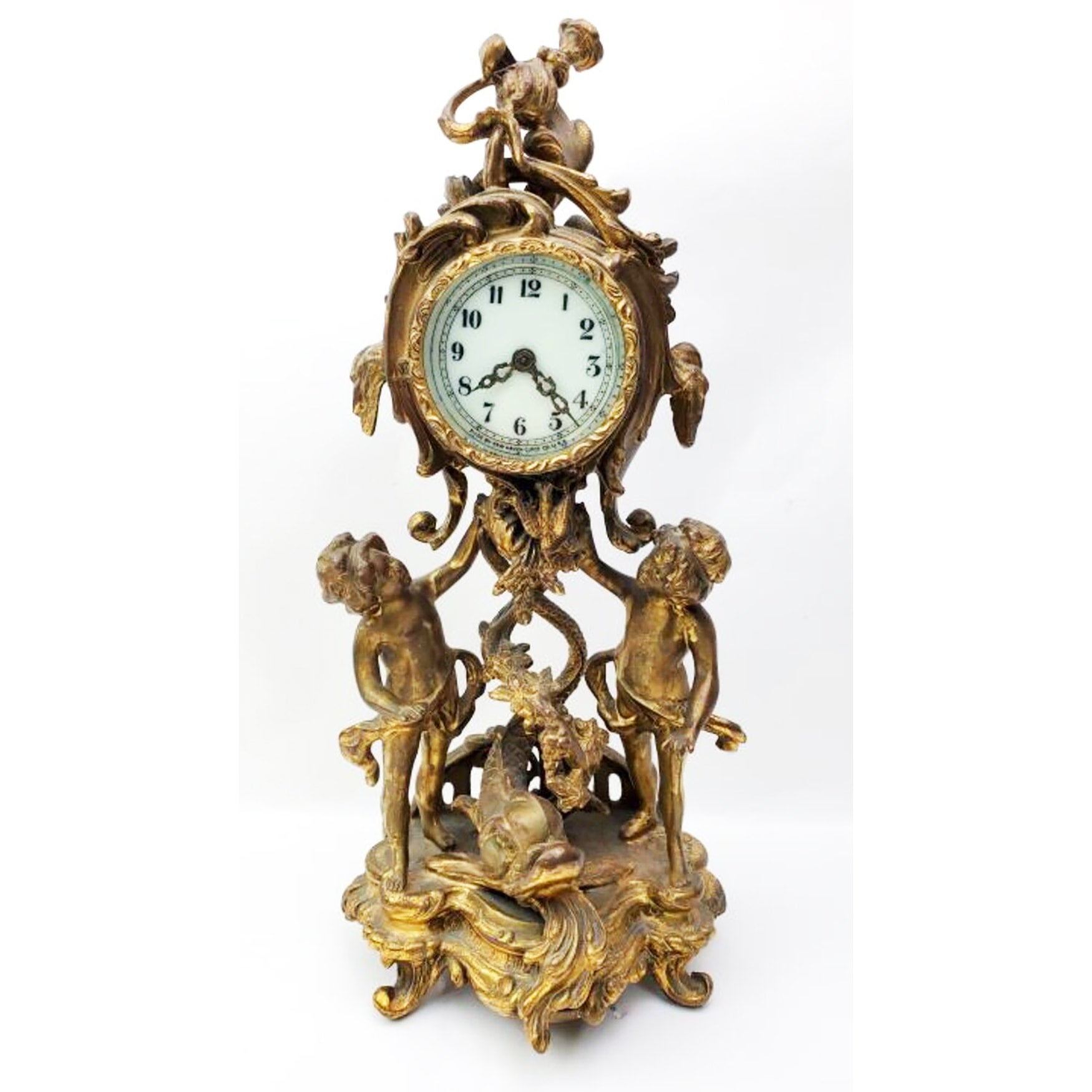 Antique New Haven Art Nouveau Gilt Bronze Table Clock | Worthington Galleries